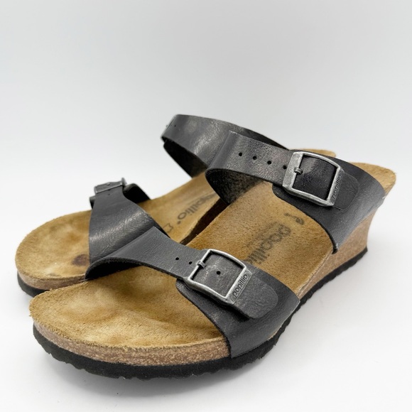 Birkenstock | Shoes | Birkenstock Papillio Wedge Heel Sandals 4 Black ...
